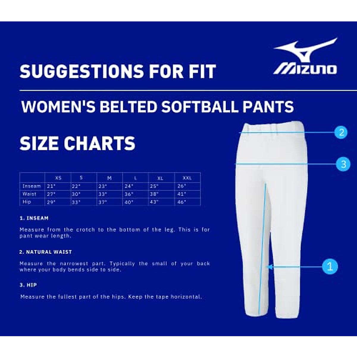Mizuno Women's Select Belted Softball Pant, Royal , Medium (5252)