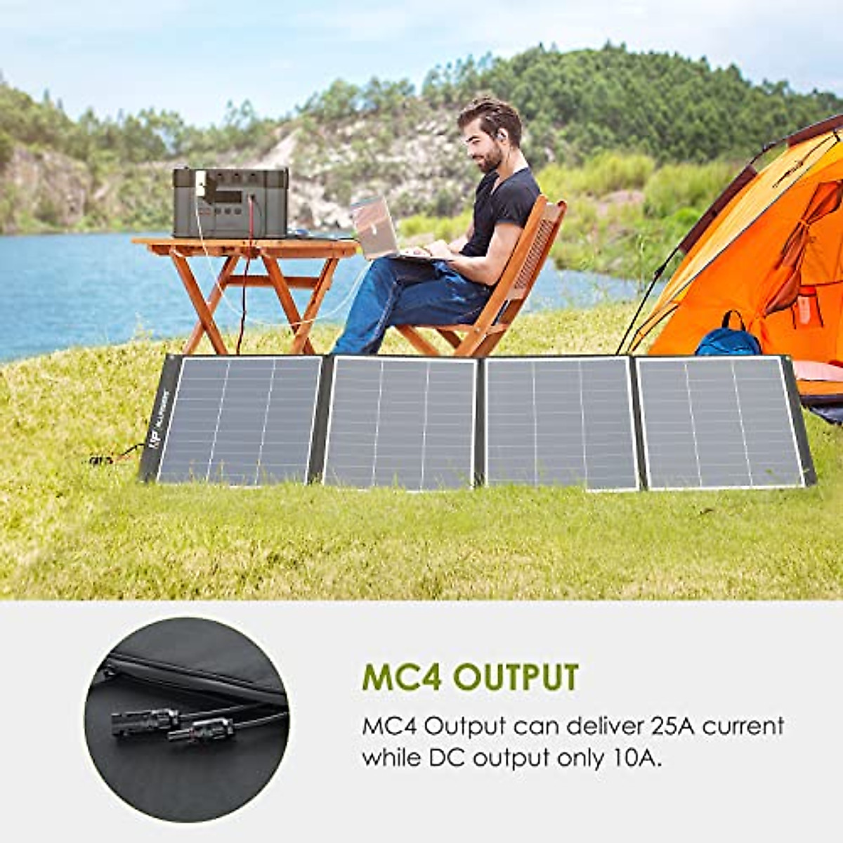 ALLPOWERS SP035 200W Portable Solar Panel Charger Monocrystalline Foldable Solar Panel Kit with MC-4 Output Solar Power Battery for RV Solar Generator Outdoor Camping Off Grid Van