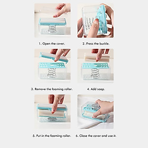 Osuner Multifunctional Bubble Box,Removable Drainers, Dish Foam 2 in 1 Storage Foaming Box,Roller Spring Dish