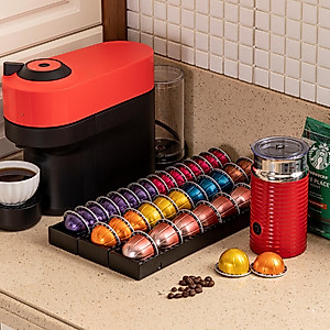 FlagShip Vertuo Pod Drawer Insert for Counter,Nespresso Pod Holder DIY Magnetic Connect Black Metal(3 Packs)