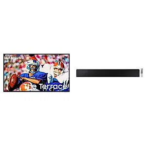 Samsung | 75” | LST9T | The Terrace Full Sun | QLED 4K | Smart TV | 2021 & SAMSUNG HW-LST70T 3.0ch The Terrace Soundbar w/Dolby 5.1ch - Compatible with Alexa, Titan Black (2020)