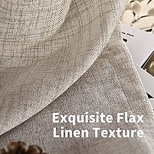 YoungsTex Natural Linen Curtains 63 Inch Length 2 Panels Burlap Linen Textured Curtains with Bronze Grommet Privacy Light Filtering Window Drapes for Living Room, 52 X 63 Inch