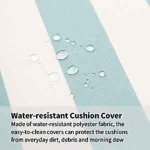 LebenLiebe Decorative Patio Throw Pillows Pack of 2 Water Resistant Pillow Set of 2(18" x 12") Double Printed Rectangle Pillow for Outdoor Sofa&Chair,Light Blue Stripes