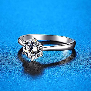 Moissanite Rings for Women, Six Prong Solitaire Moissanite Engagement Ring, Classic 1-3ct Engagement Ring for Women, 925 Sterling Silver D Color with Certificate of Authenticity, silver, Moissanite