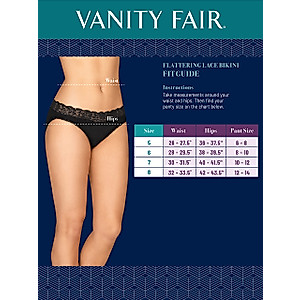 Vanity Fair womens Flattering Lace Panties Underwear, Bikini - 3 Pack Black/Black/Black Stripe, Large US