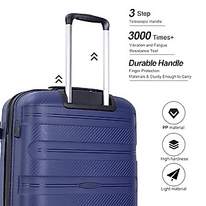 Tripcomp Hardshell Luggage Sets 3 Piece, Lightweight Suitcase Set with Spinner Wheels TSA Lock, Travel Carry-on and Checked Luggage, 3-Piece Set(20/24/28), Dark Bule