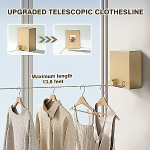 Retractable Clothesline, Retractable Clothesline Indoor, Stainless Steel Travel Clothesline, Not Sagging, Suitable for Balconies, Courtyards, Laundry Rooms, RVs, Yachts, etc