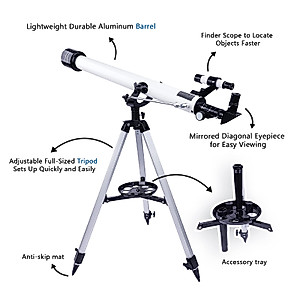 Telescopes for Adults Astronomy, 60mm Aperture 900mm Refractor Telescope for Astronomy Beginners Adults, with Tripod, Wire Shutter, Phone Adapter