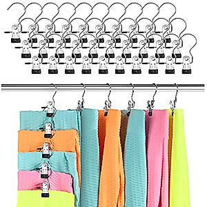 Legging Organizer for Closet, 30 Pack Boot Hangers for Closet, 360° Rotating Hangers for Boots/Jeans/Yoga Pants, Portable Stainless Steel Single Clips with Rubber Coated for Travel
