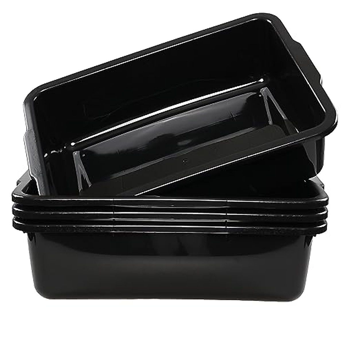 Uumitty Black Commercial Bus Tubs, 32 L Plastic Bus Box/Wash Basin, 4 Packs