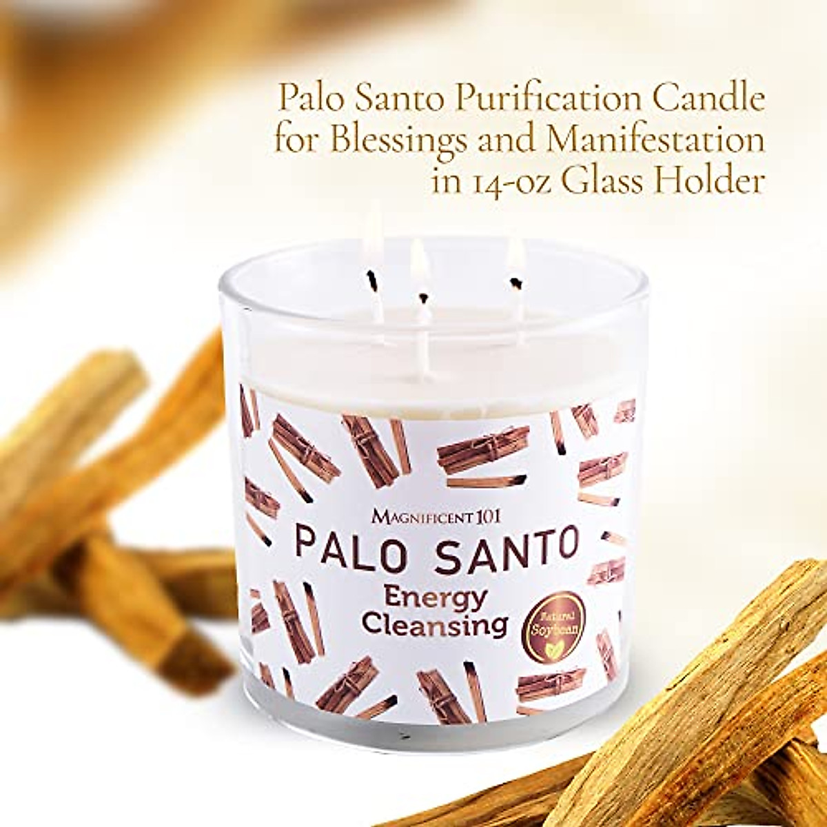 Magnificent 101 PALO Santo Glass Candle 14oz