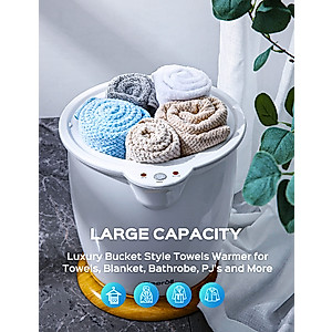Deeroll Towel Warmer, Luxury Towel Warmer Bucket with Aromatherapy, Extra-large Towel Warmer for Relaxation & Home Spa, Auto Shut Off, Fits Up to Two 40"X70" Oversized Towels, Bathrobes, Blankets