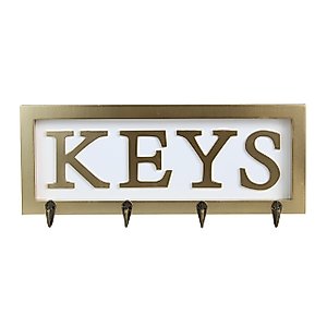 15" x 8" x 2" Key Holder 4 Hook Rack Hanger Wall Mounted Sign 107120