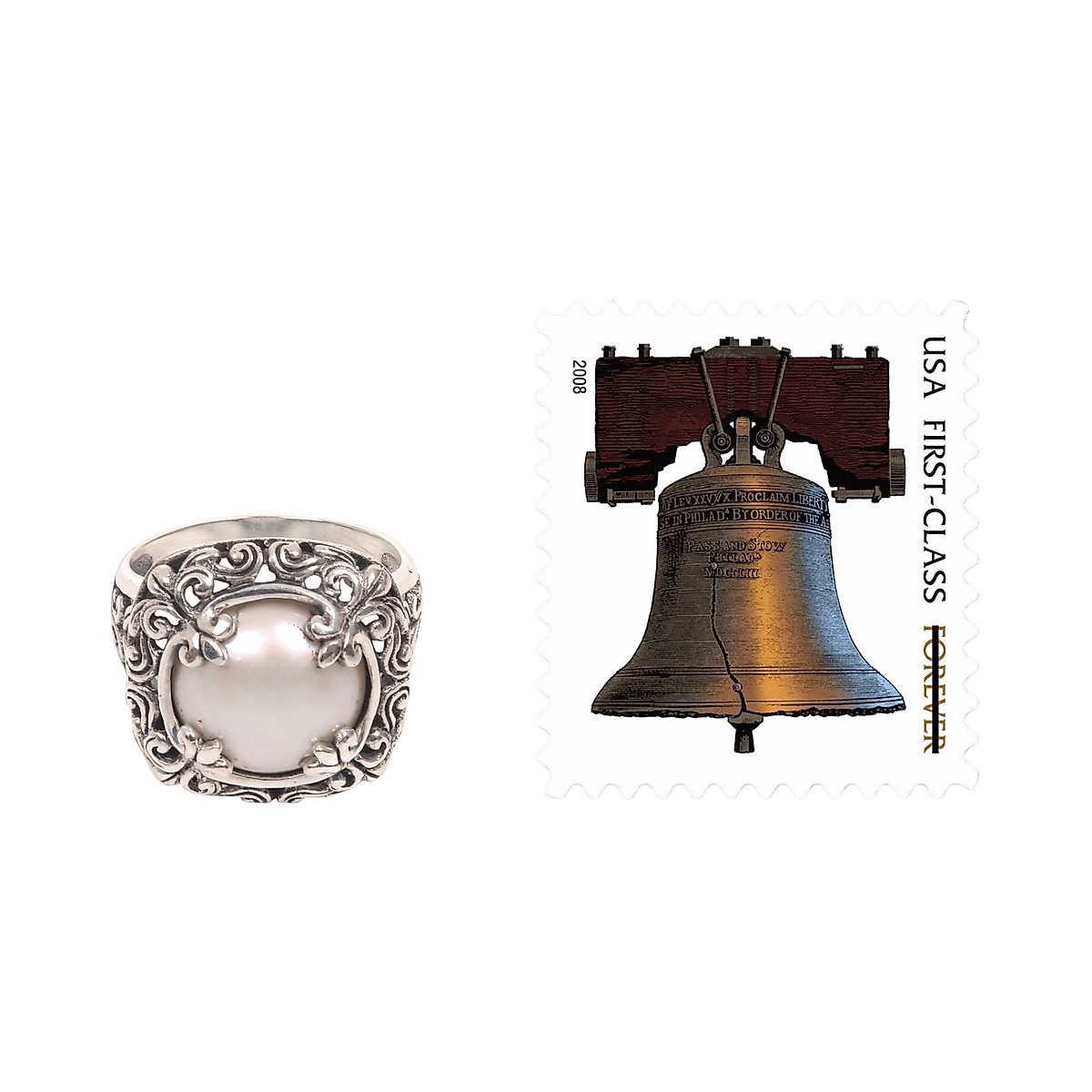 NOVICA Artisan Handmade Cultured Freshwater Pearl Cocktail Ring .925 Sterling Silver Floral Motif White Indonesia Birthstone White Lunar'