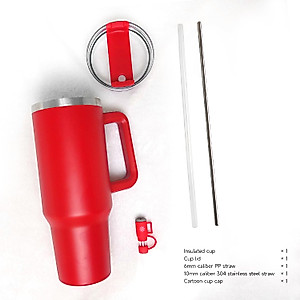 FVOTNW 40oz Tumbler with Handle and Straw,Reusable Insulated Tumbler Stainless Steel Travel Mug Keeps Drinks Cold,Suitable for Travel, Office and Gifts for Mom or Wife-Red