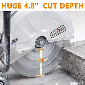 JACKCHEN Concrete Saw, 2 Stroke cutting saw, 14 in Gas Powered Cut Off Saw, Gasoline Circular Saw with EPA certificate