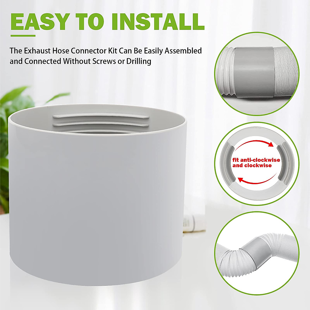 Portable AC Coupler 5.9 inch (150mm) Air Conditioner Accessories Exhaust Hose Coupler, Support Clockwise/Counter-Clockwise Thread, AC Hose Coupler Coupling Extension Connector