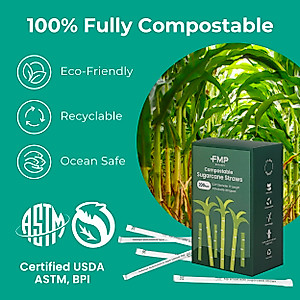 [125 Pack] Bubble Tea Straws 8.5 Inch Long - Black Wide Disposable Paper Drinking Straws, Biodegradable Compostable Eco-friendly Plastic Alternative, for Hot Cold Boba Pearl Milkshake Coffee Smoothie
