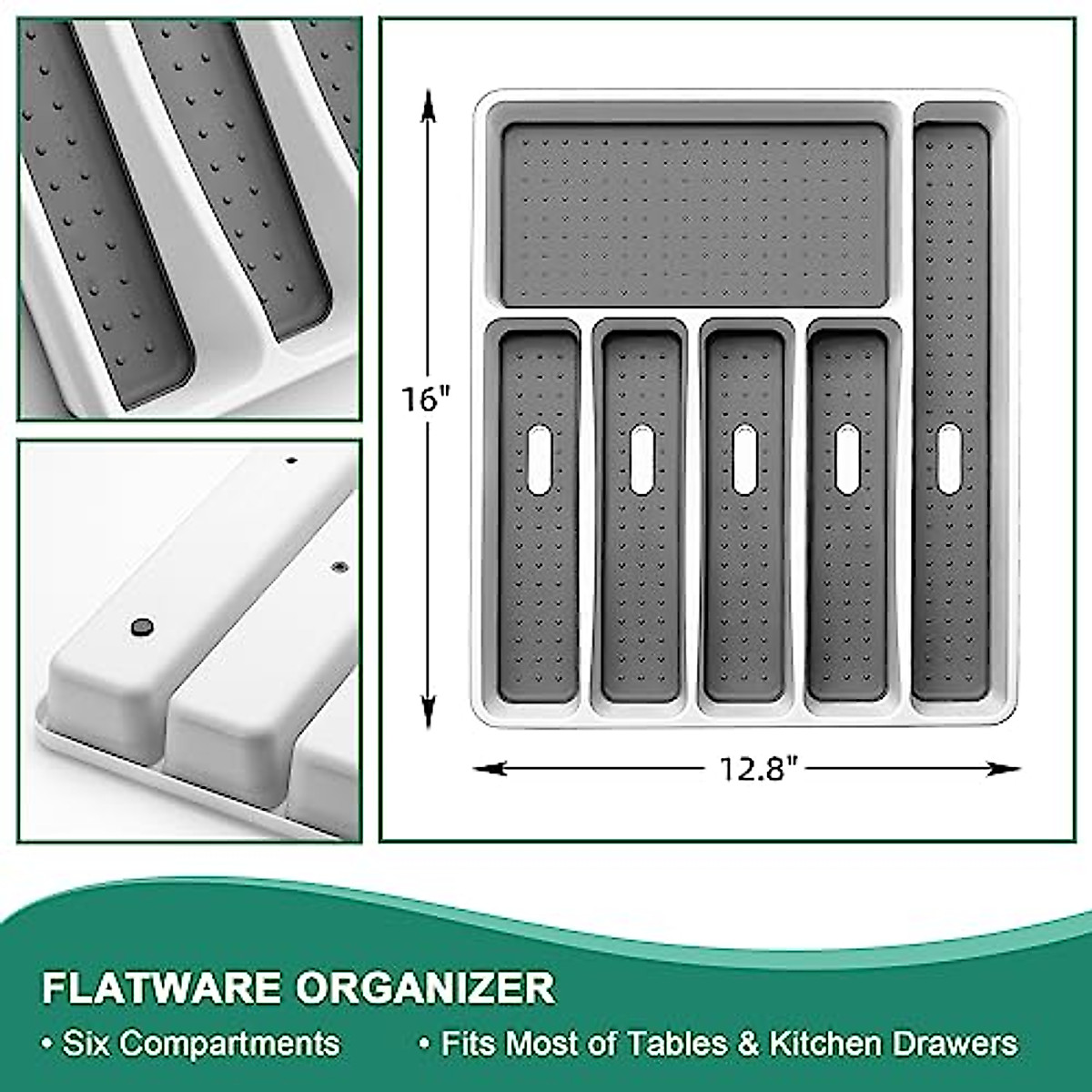 73-Piece Silverware Set with Flatware Drawer Organizer, AIKWI Stainless Steel Cutlery Set Service for 12, Tableware Eating Utensils with Steak Knives, Dishwasher Safe, Mirror Polished & Heavy Duty