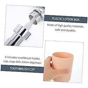 Cabilock 1 Set Bathroom Set Tray Decor Plastic Toothbrush Holder Toothbrush Holder Cup Lotion Pump Bottle Vanity Decor Black Trim Foaming Handwashing Fluid Plating Dressing Table