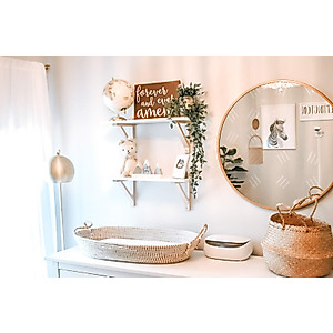 Baby Changing Basket with Pad - CPSC Safety Compliant - 100% Quilted Linen Cover Included - Nursery Changing Table Baskets - Baby Moses Basket Inspired - Diaper Changing Pad Set - 32”x16“x4“ (Linen)