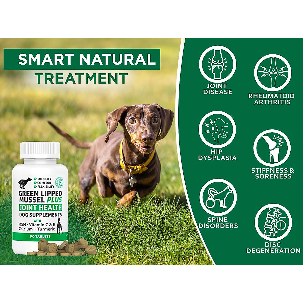 New Zealand - Green Lipped Mussel for Dogs - 1325mg 90 Caps - Hip & Joint Supplement for Dogs & Arthritis Relief for Dogs - GMO & Gluten Free