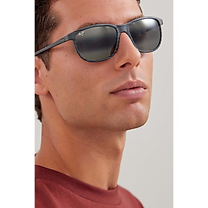 Maui Jim Men's and Women's Lele Kawa Polarized Classic Sunglasses, Grey Stripe/Neutral Grey, Medium