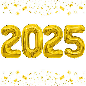 2025 Balloons, 40 Inch Gold Foil Number Balloons, 2025 Balloon Numbers, New Years Decorations 2025 Balloons for Birthday Christmas Anniversary Graduation New Years Eve Party Supplies Decorations