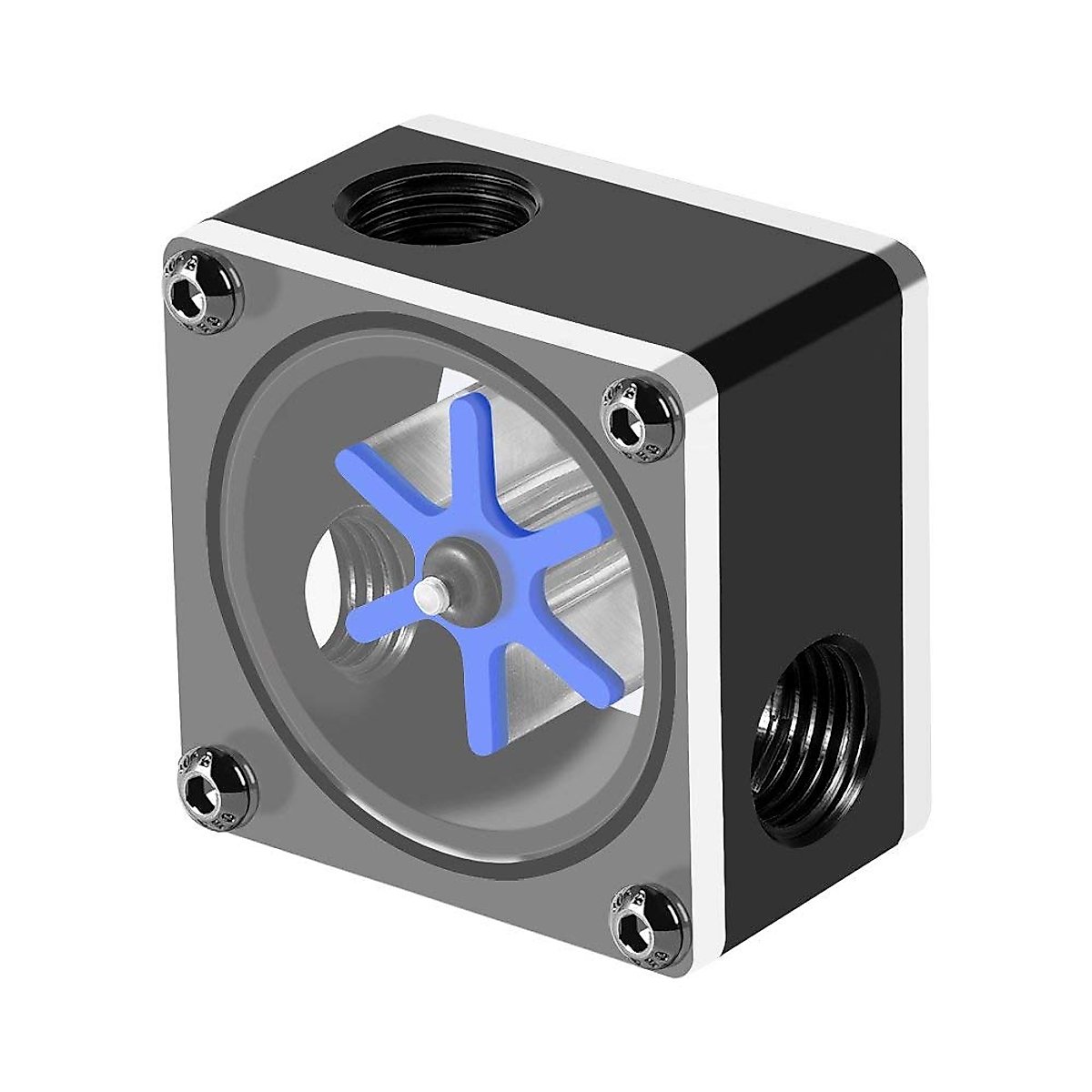 Wendry PC Water Flow Meter Indicator, G1/4 Thread Computer Water Cooling Flow Meter, 6 Impeller 3 Ways Flow Meter Indicator for PC Water Cooling System