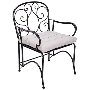 POMIU Outdoor Chair Cushions for Patio and Garden Furniture, Chair Pads Set Premium Comfortable Thick Fiber Fill Tufted Seat Floor Cover (2 Pack, 19" x 19", Silver)