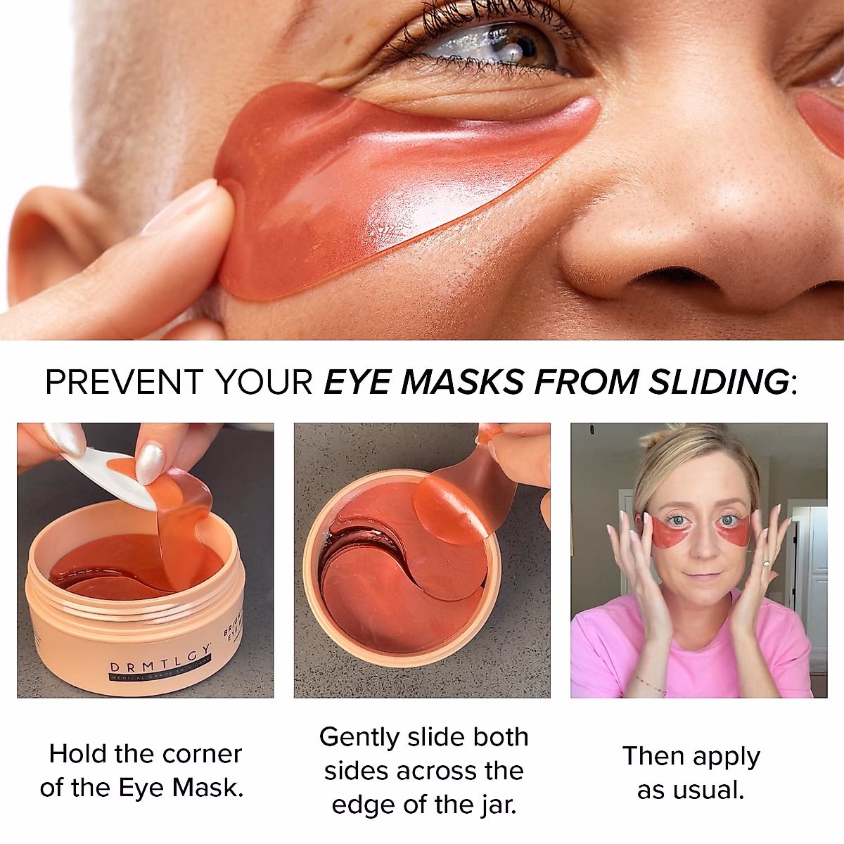 DRMTLGY Brightening Eye Masks (30 Pairs) - Caffeine Eye Masks for Dark Circles and Puffiness with Hyaluronic Acid, Eye Patches for Puffy Eyes