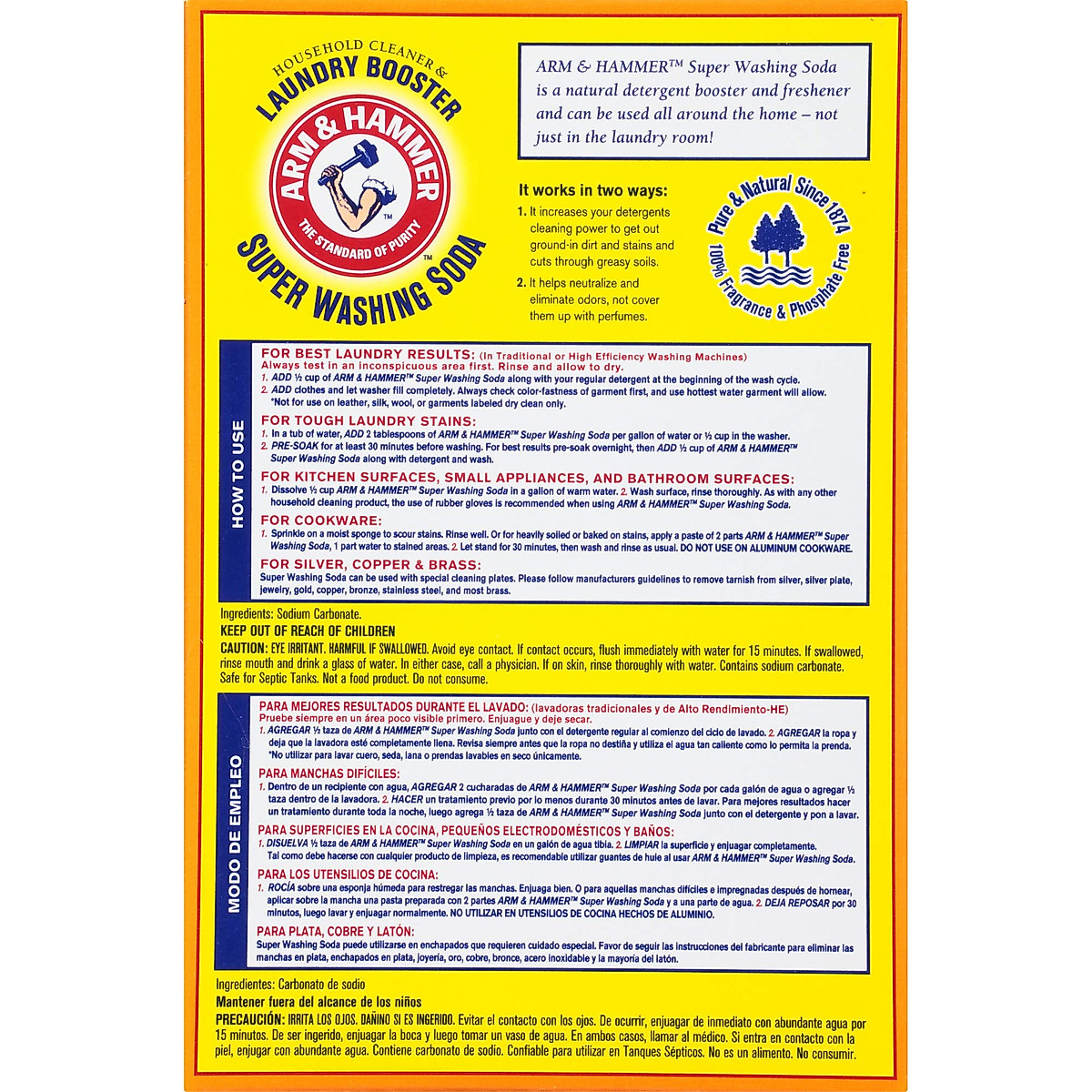 Arm & Hammer Super Washing Soda Detergent Booster & Household Cleaner, 55oz.