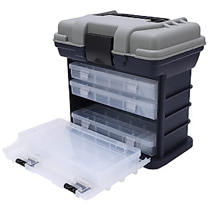 Fishing Tackle Box, Portable Utility 4 Layers Fishing Box Sea Boat Fishing Accessory Box Case with Handle, Fishing Tools