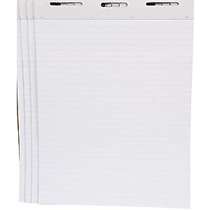 School Smart Ruled Easel Pads, 27 x 34 Inches, 50 Sheets, White, Pack of 4