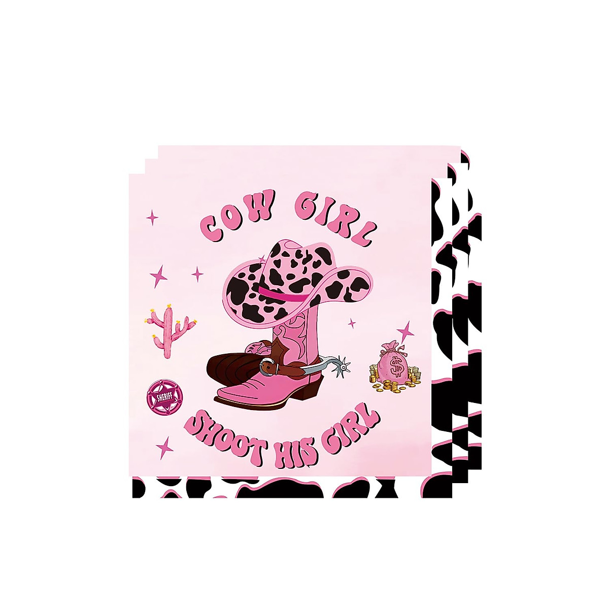 100pcs Western Cowgirl Party Decorations Let's Go Girl Party Supplies for Girls Cow Print Paper Plates Napkins Forks Knives Boots Western Theme Birthday Bachelorette Party