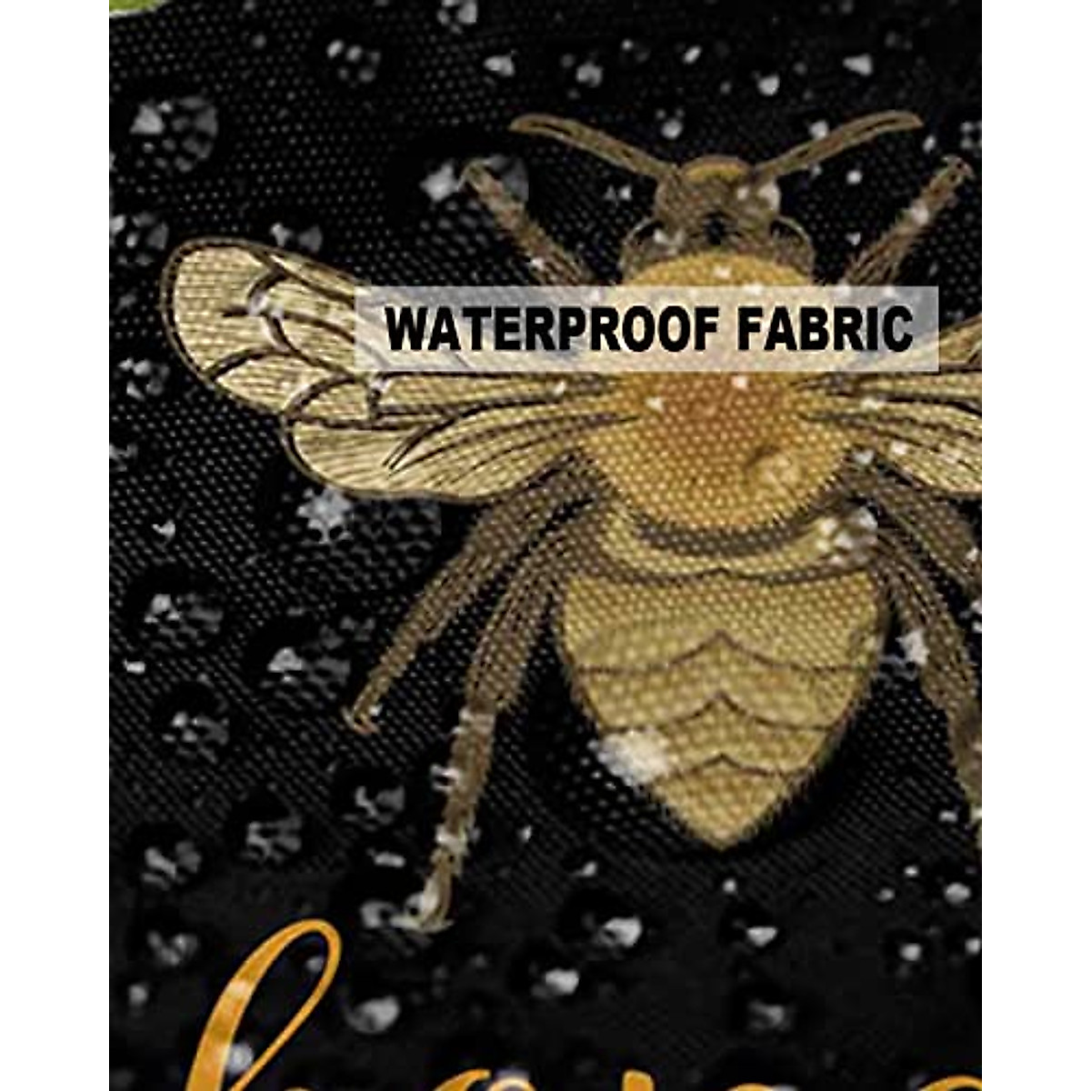 Vandarllin Outdoor Throw Pillows Covers 18X18 Set of 2 Waterproof Floral Sunflower Wreath Decorative Zippered Lumbar Cushion Covers for Patio Furniture, Bee Honey Black