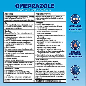 Equate Omeprazole Mini Capsules 20 mg, Acid Reducer, 42 Count + Luall Fridge Magnet