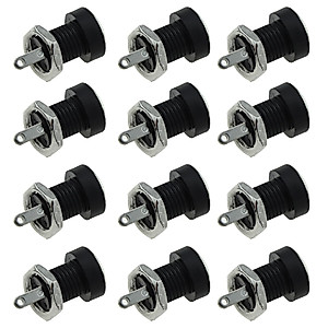 SQXBK 12PCS Power Round Jack DC 5.5x2.1mm DC Power Socket Panel Mount Nut Kit Electrical Plug Black