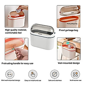 Benshukam Mini Trash Can with Lid, Mini Waste Basket for Desktop, Small Office Countertop Garbage Can, Mountable Tiny Wastebasket for RV, Dorm, Freezer, Laundry and More (Blue)