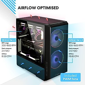 Lian Li Lancool 216 Mid-tower case with high cooling performance - Includes dual front 160MM PWM fans and 1 rear 140MM PWM fan - Airflow focused - Up to 10 fans (LANCOOL 216R-W WHITE)