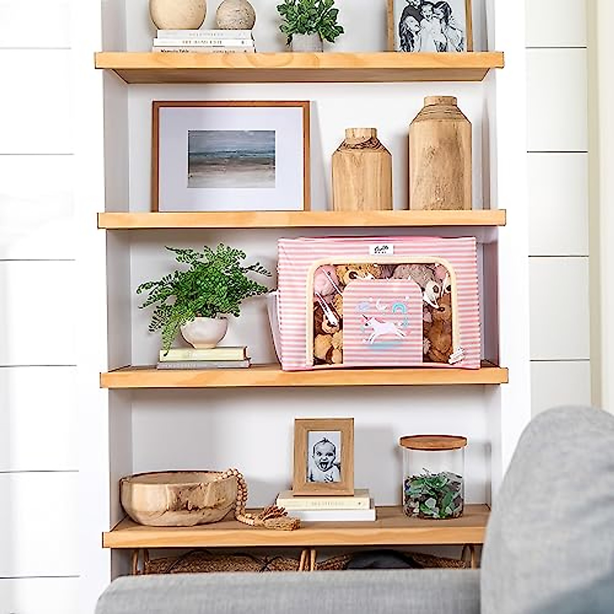 Foldable Big Toy Chest for Boys & Girls - Stylish Oxford Cloth Bedroom Play Room Organization Collapsible Storage Box with Side Pocket & Window - Versatile Kids Toy Bin - Pink, 19.7" x 15.7" x 13.0"