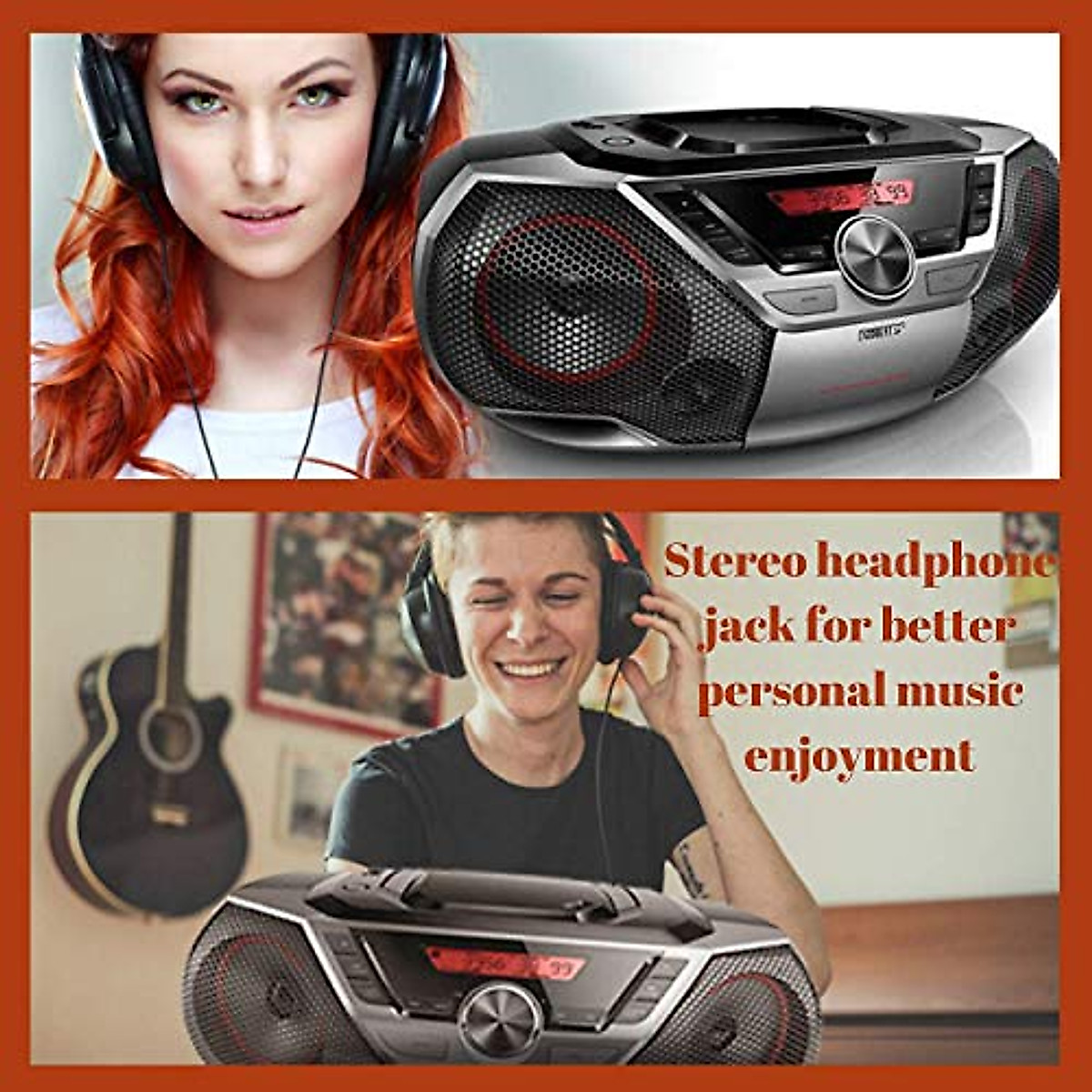 Philips Portable Boombox CD Player Bluetooth FM Radio MP3 Mega Bass Reflex Stereo Sound System with NFC, 12W, USB Input, Headphone Jack, and LCD Display