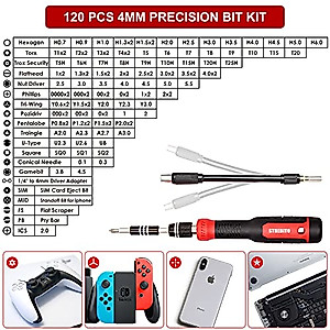 STREBITO Precision Screwdriver Set 191-Piece Multi-Bit Screwdriver 1/4 Inch Nut Driver Home Improvement Tool Electronic Repair Kit for Computer, iPhone, Laptop, PC, Cell Phone, PS4, Xbox, Nintendo