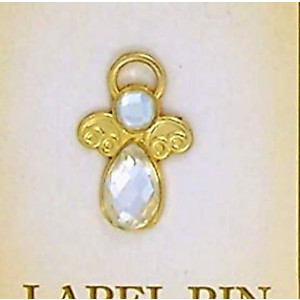 Gold Toned Glass Angel Lapel Pins, 1 Inch, Pack of 5