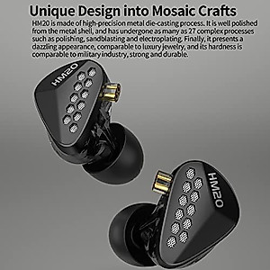 erjigo in-Ear Monitors, CCA HM20 16-Units Hybrid in Ear Earphones, HiFi Stereo Noise Isolating Sport IEM Wired Earbuds/Headphones with Detachable Cable for Musician Audiophile (Black, Without mic)