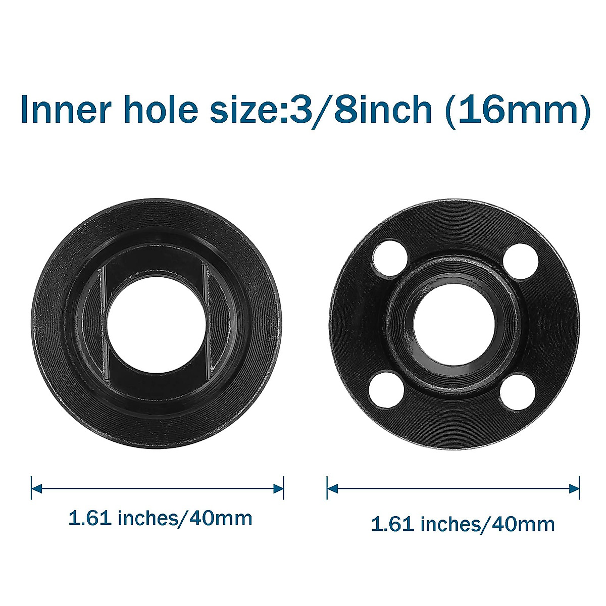 Bokwin 3 Set Angle Grinder Flange Nut 5/8 Inch Inner Outer Flange Lock Nut Compatible with Black & Decker Dewalt Ryobi Milwaukee Makita 224399-1 193465-4 224568-4 Parts