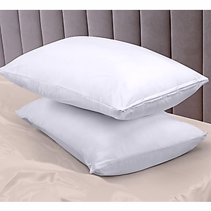 Utopia Bedding Waterproof Pillow Protectors Zippered (2 Pack, White) Queen Size, Zippered Pillowcases, Bed Bug Proof Pillow Encasement Covers 20 x 28 Inches