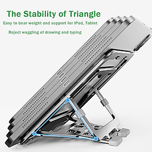 Tablet Stand for Desk, Tablet Holder for iPad Stand Foldable & Adjustable Six Level, Non-slip Stable Ultrathin 3mm Aluminium Tablet Stand Holder for iPad 7 to 12.9/Surfaces/Kindle/Drawing Tablets