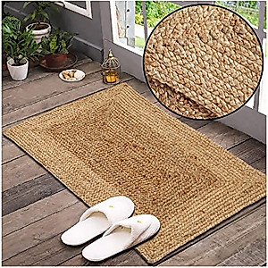 Bedding Craft Hand Woven Farmhouse 2x3 Ft Tightly Braided Chindi and Jute Rug 24x36 Natural – Reversible Durable Sustainable for Home Décor