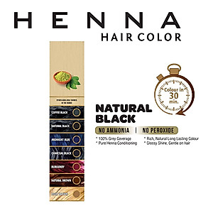 30 Minute Enriched with Herbs Semi Permanent Powder - Harsh Chemical Free Black Hair Dye for Men and Women (Natural Black)